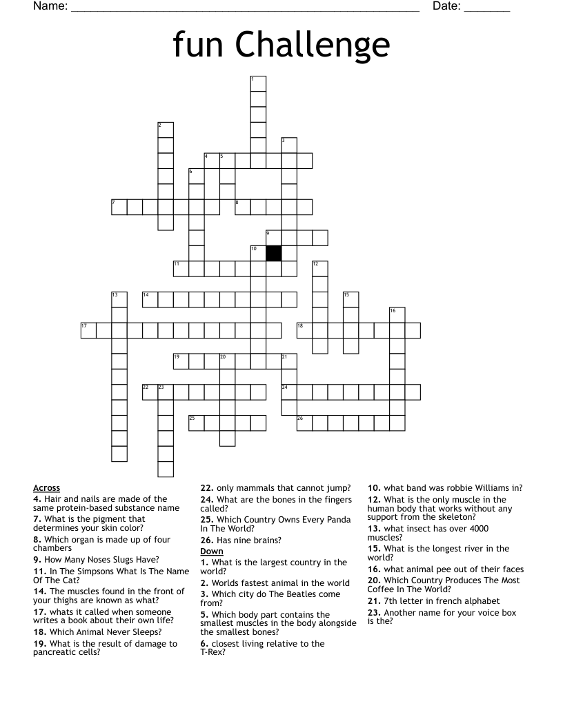 fun Challenge Crossword - WordMint