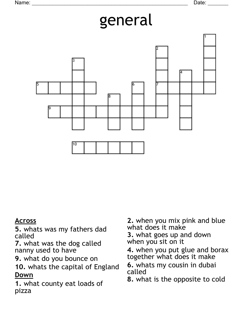 general Crossword - WordMint