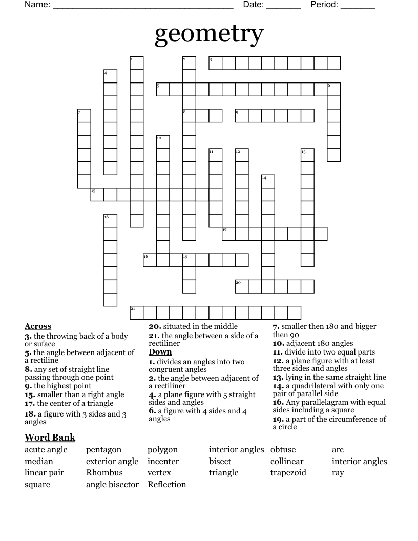geometry Crossword - WordMint