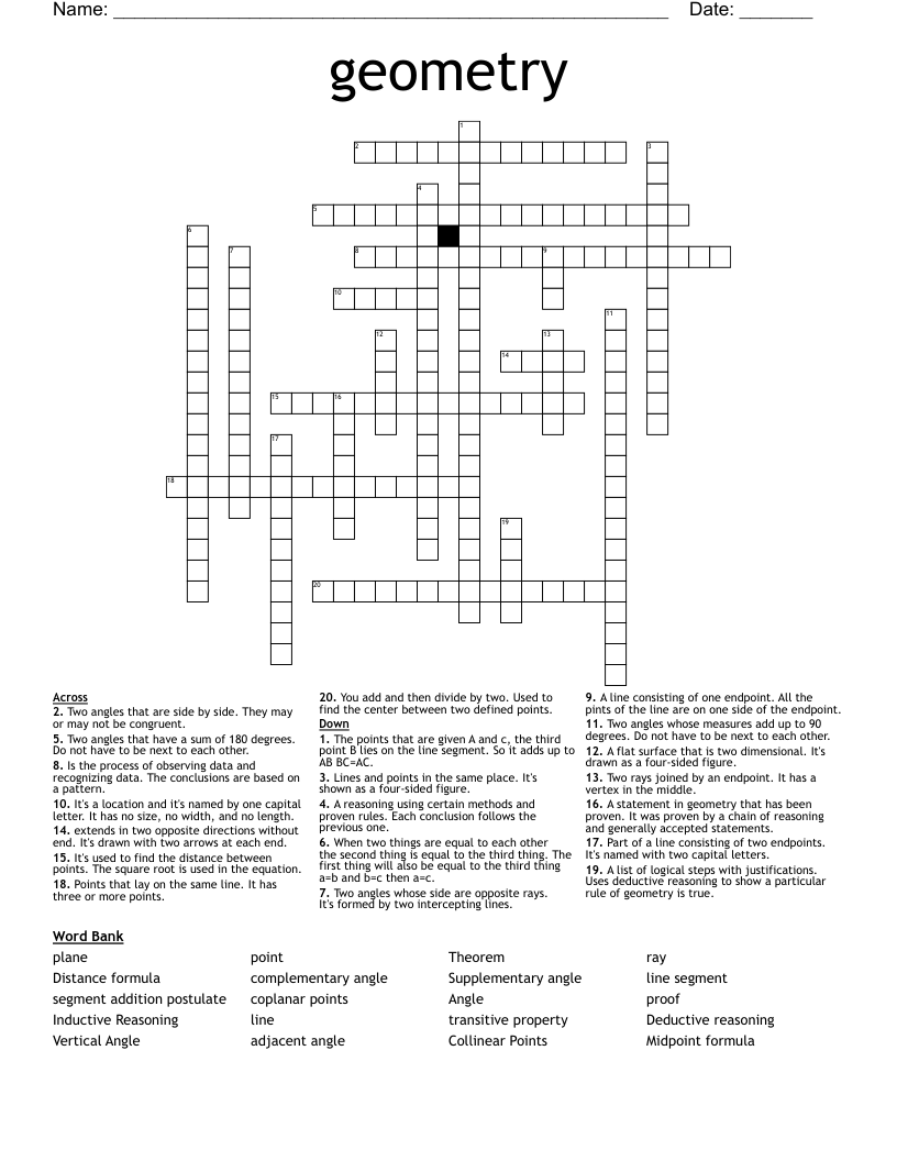 geometry Crossword - WordMint