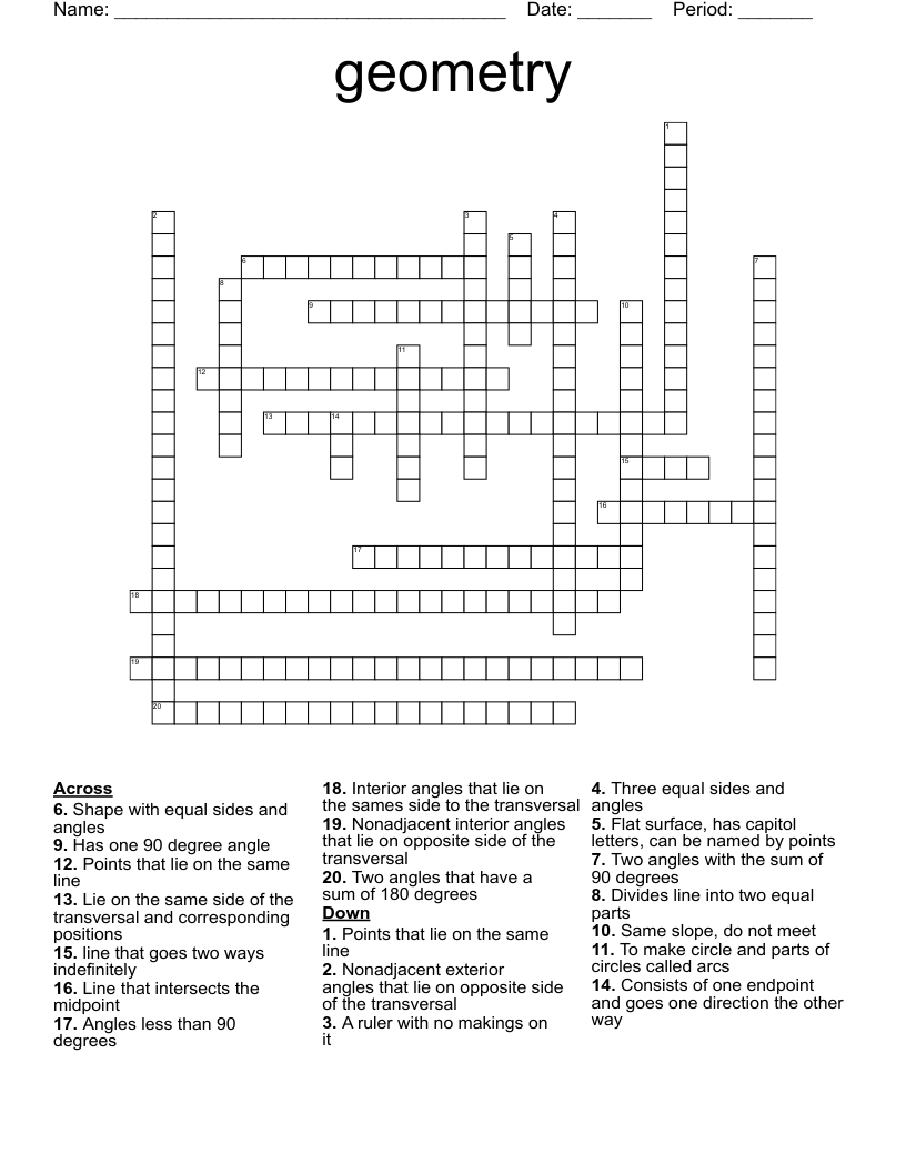 geometry Crossword - WordMint