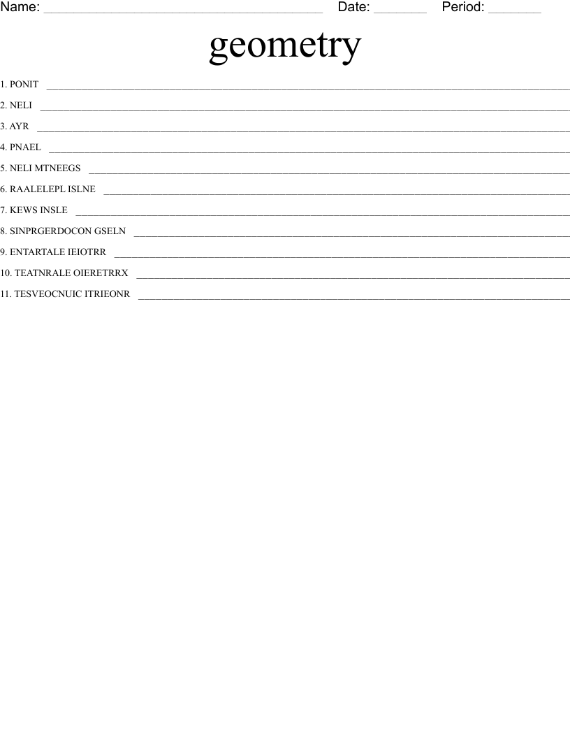 geometry Word Scramble - WordMint
