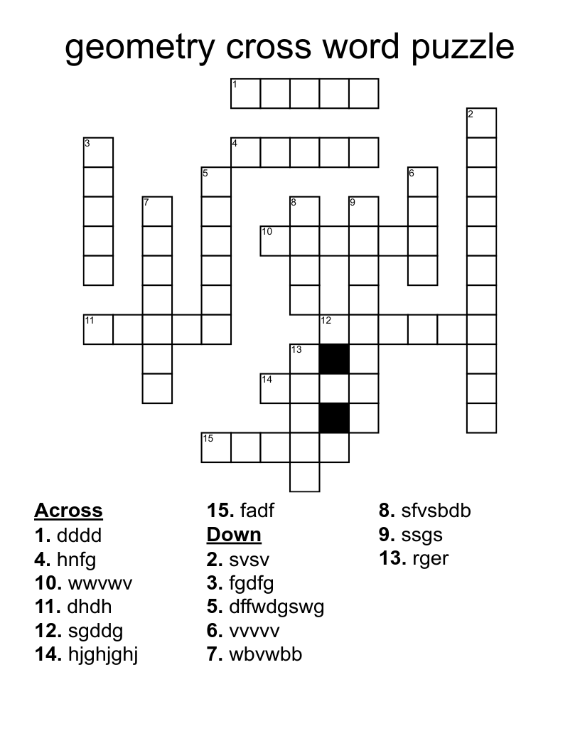 geometry cross word puzzle - WordMint