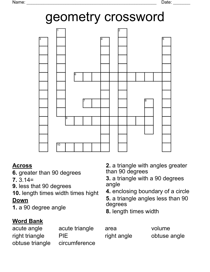geometry crossword - WordMint