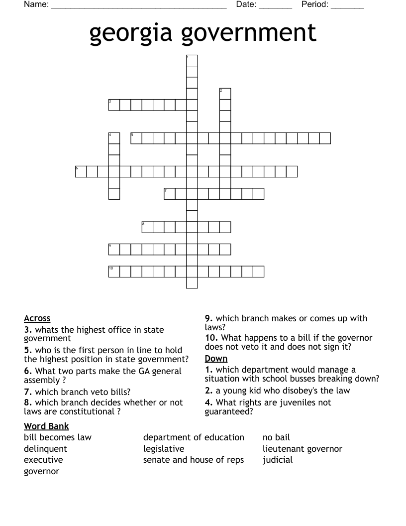 georgia government Crossword - WordMint