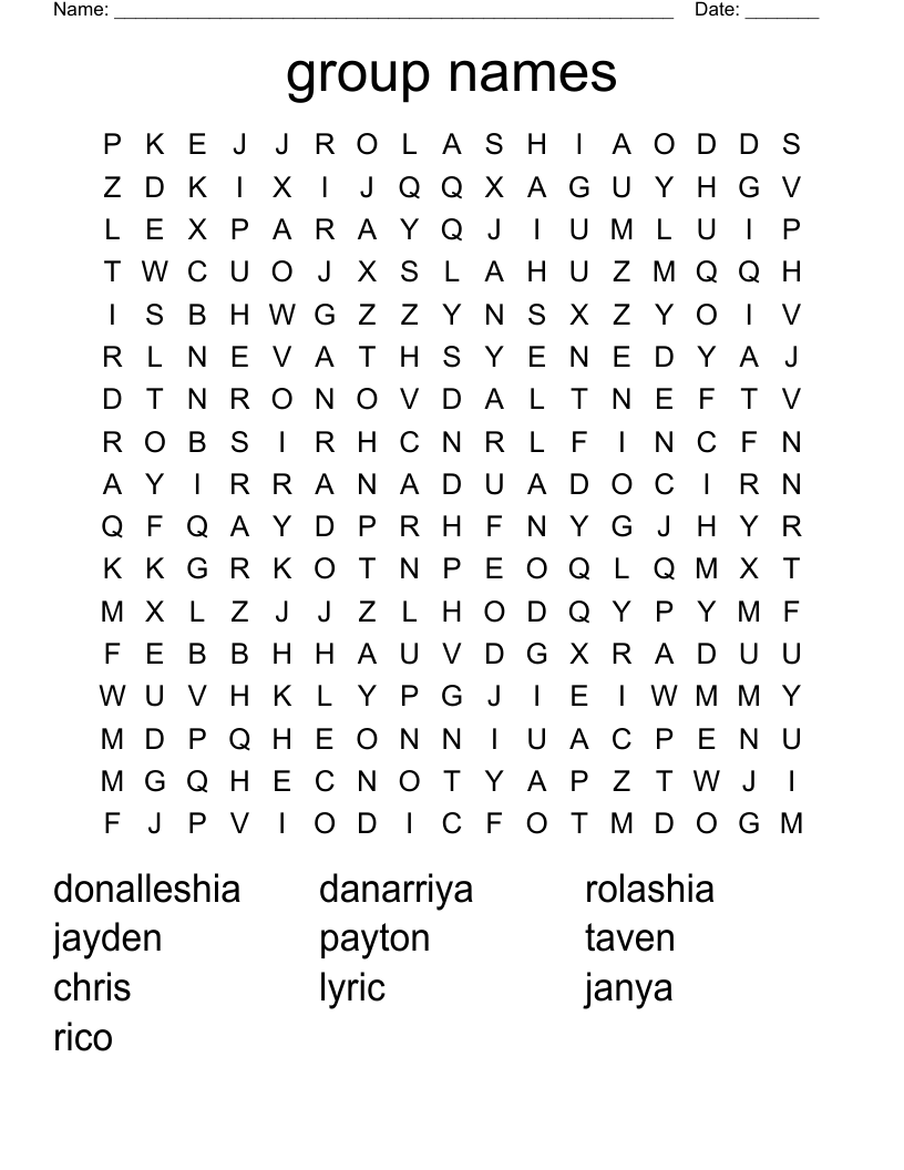 Group Names Word Search WordMint