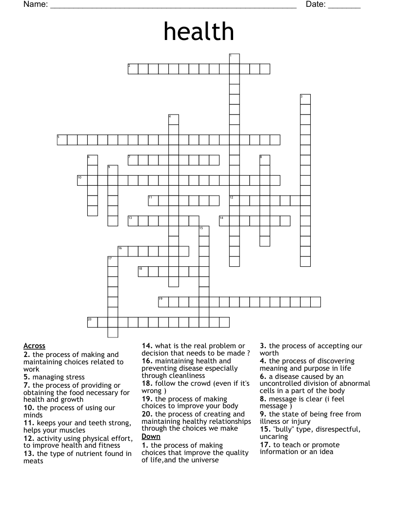 health Crossword - WordMint