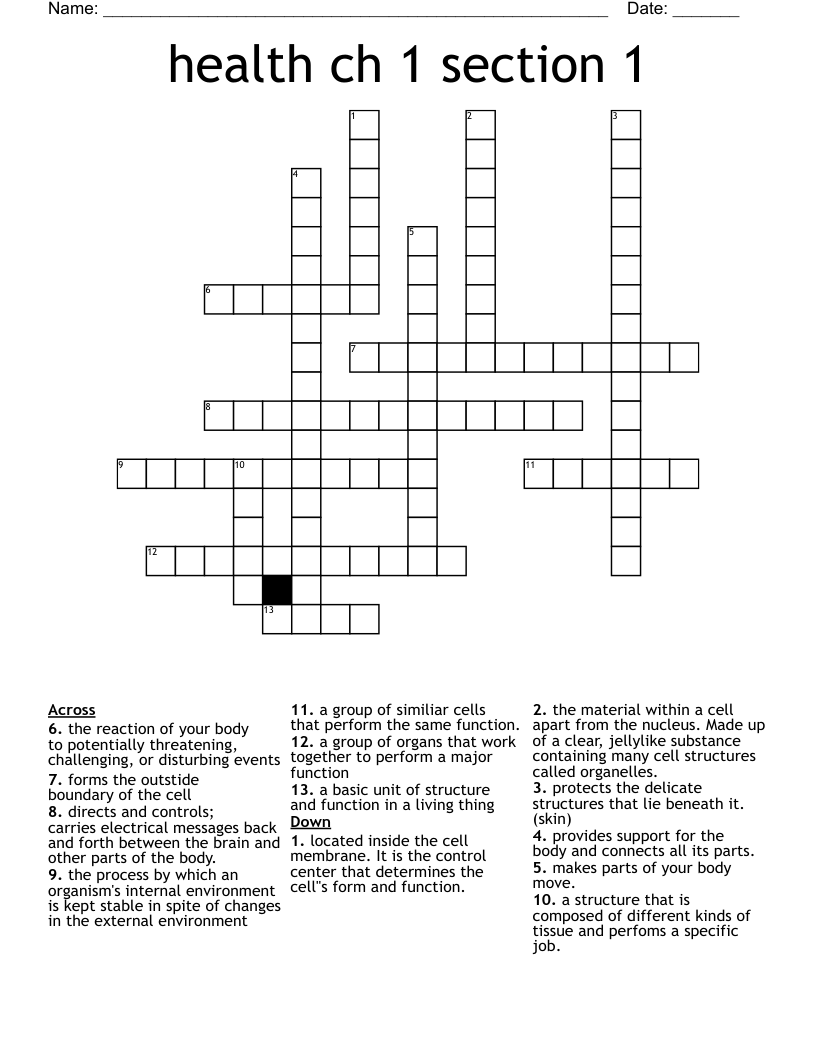 health ch 1 section 1 Crossword - WordMint