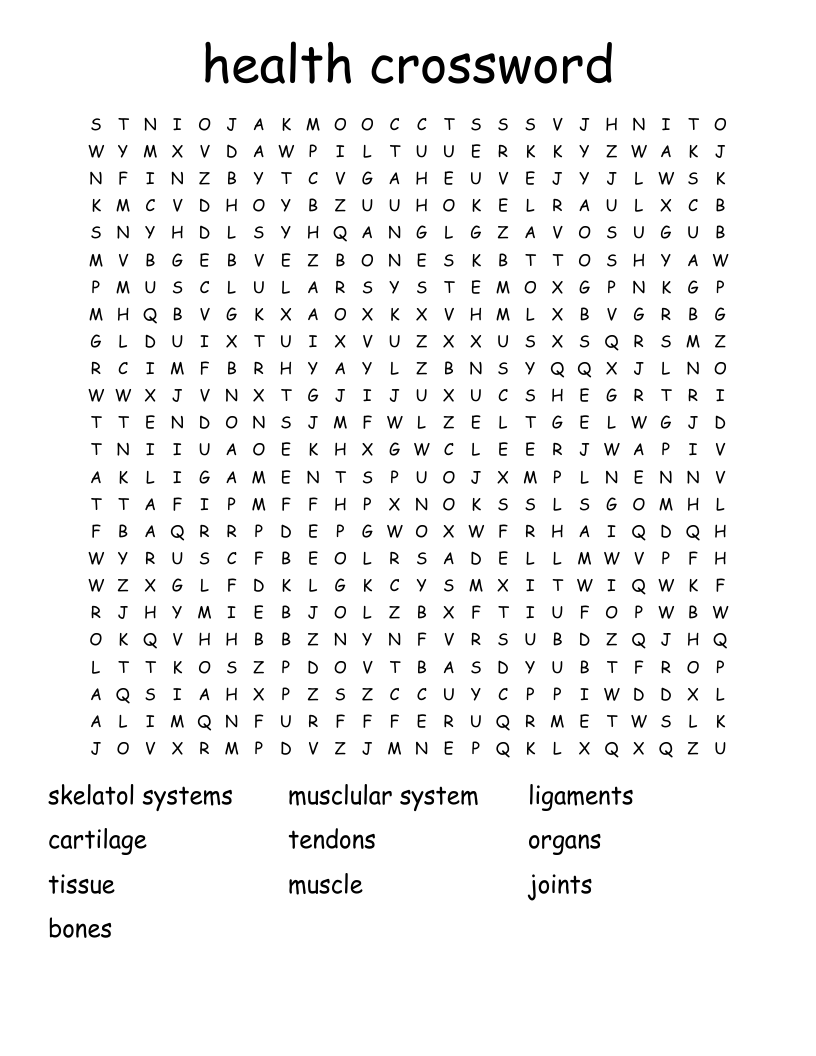 health crossword Word Search - WordMint