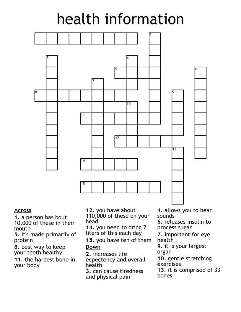 health information Crossword - WordMint
