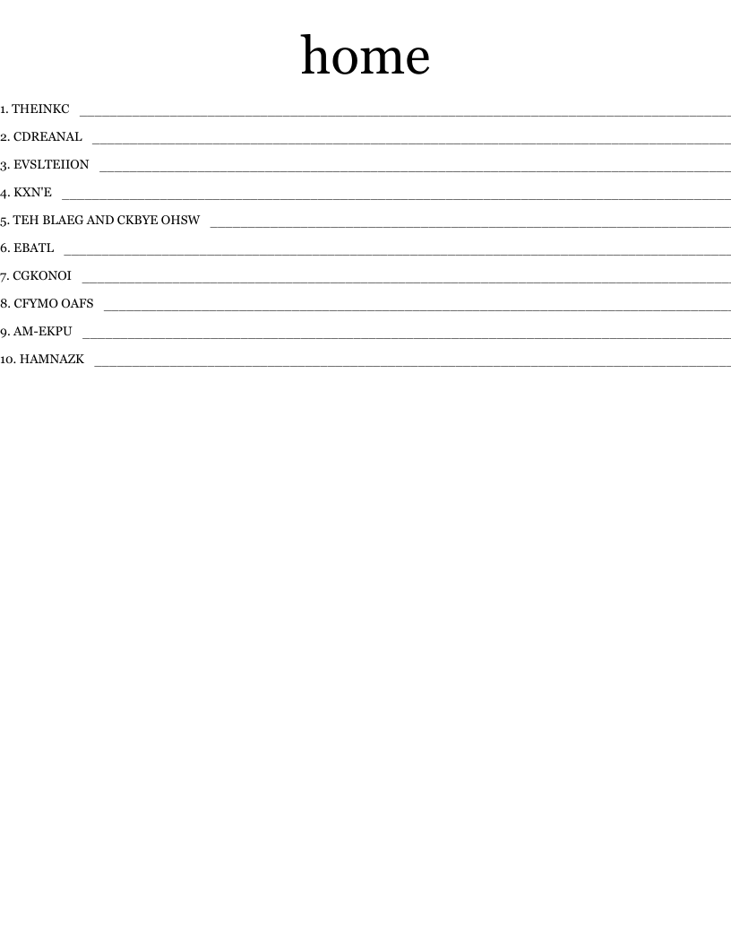 home Word Scramble - WordMint