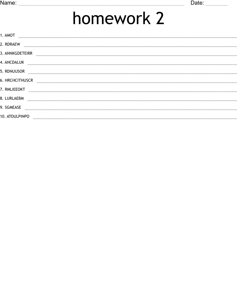 homework 2 Word Scramble - WordMint