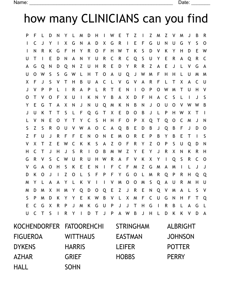 How Many CLINICIANS Can You Find Word Search WordMint