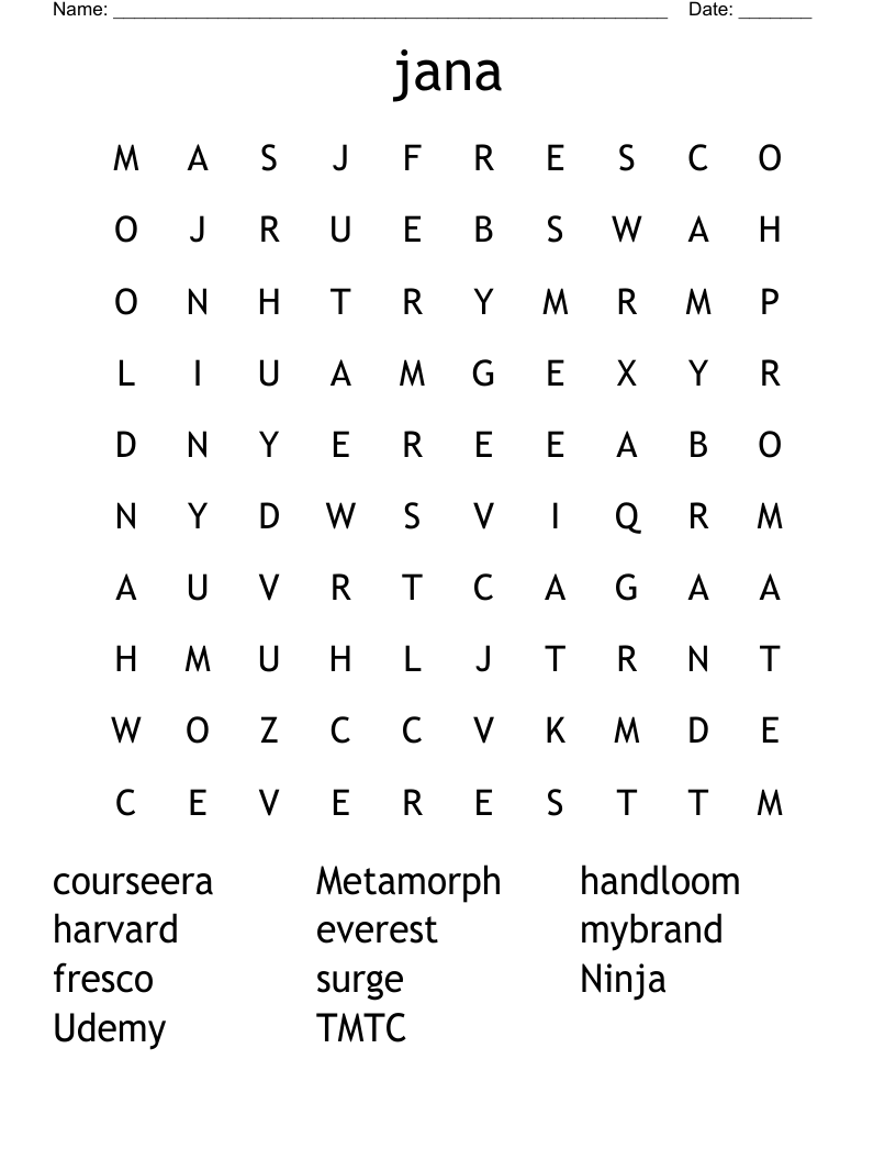 jana Word Search - WordMint