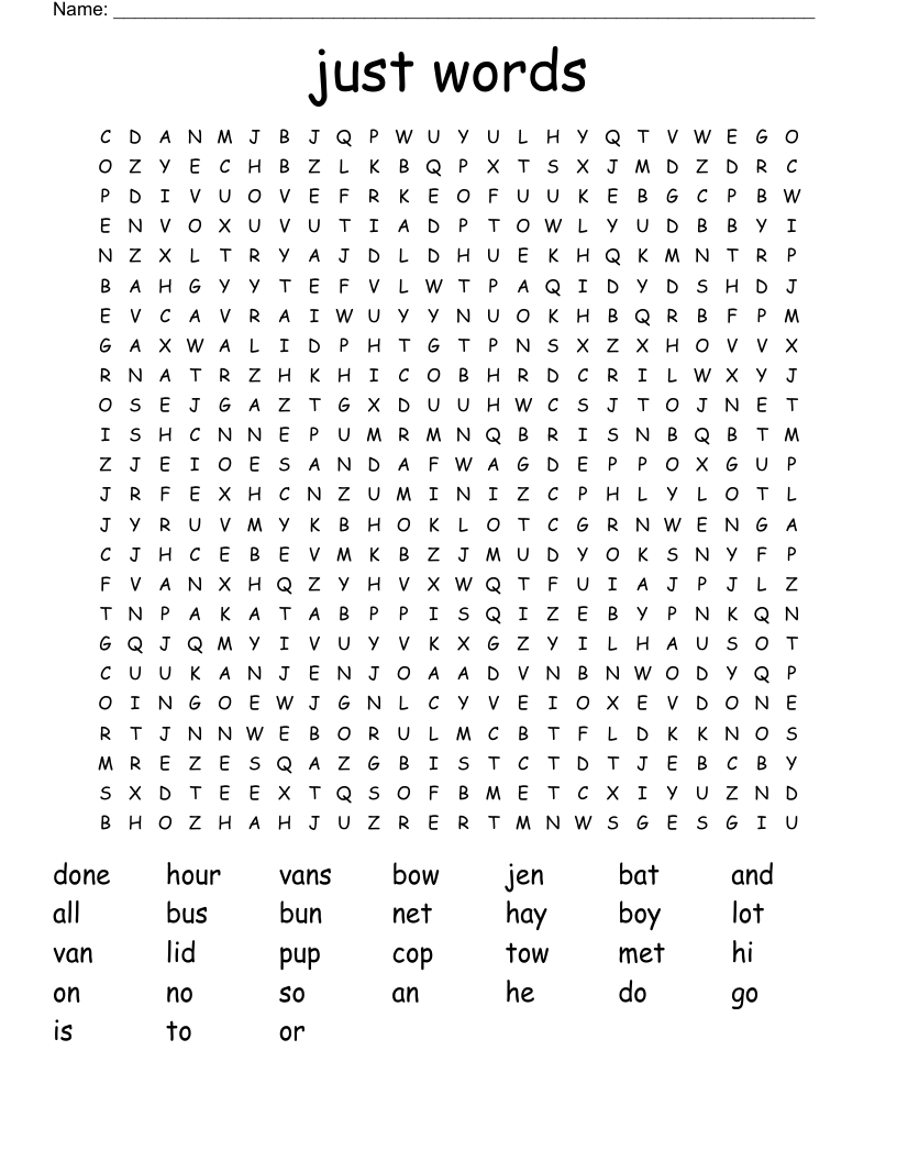 just words Word Search - WordMint