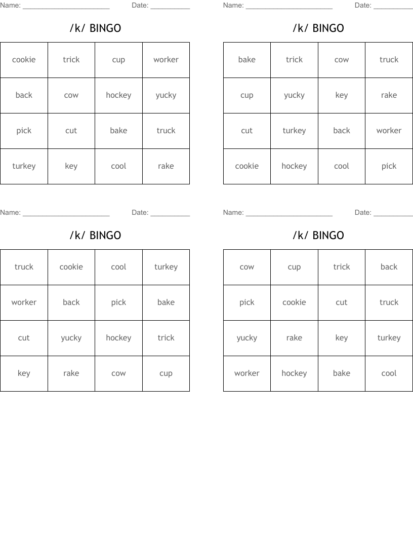 /k/ BINGO - WordMint