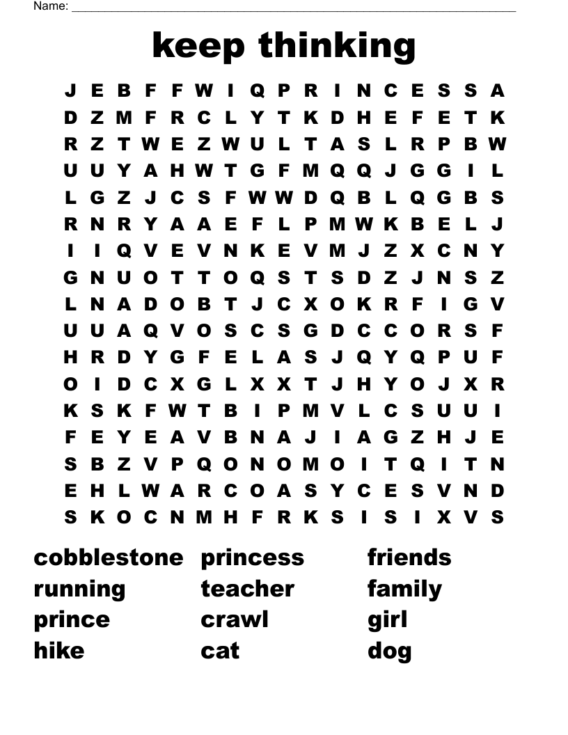 keep thinking Word Search - WordMint