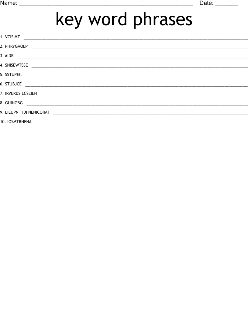 key word phrases Word Scramble - WordMint