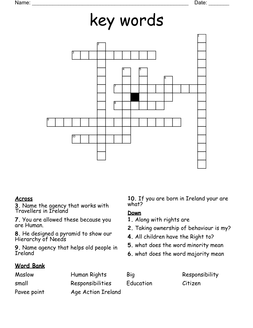 key words Crossword - WordMint