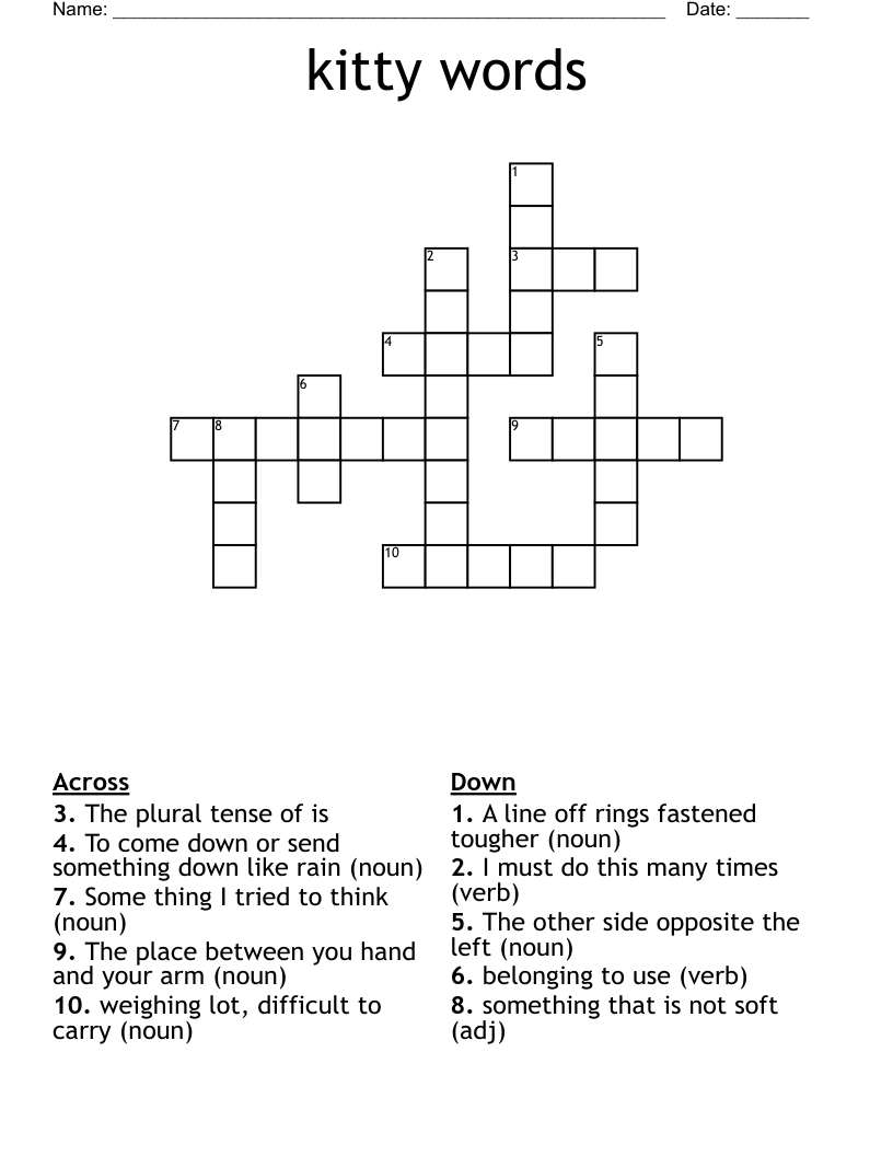 kitty words Crossword - WordMint