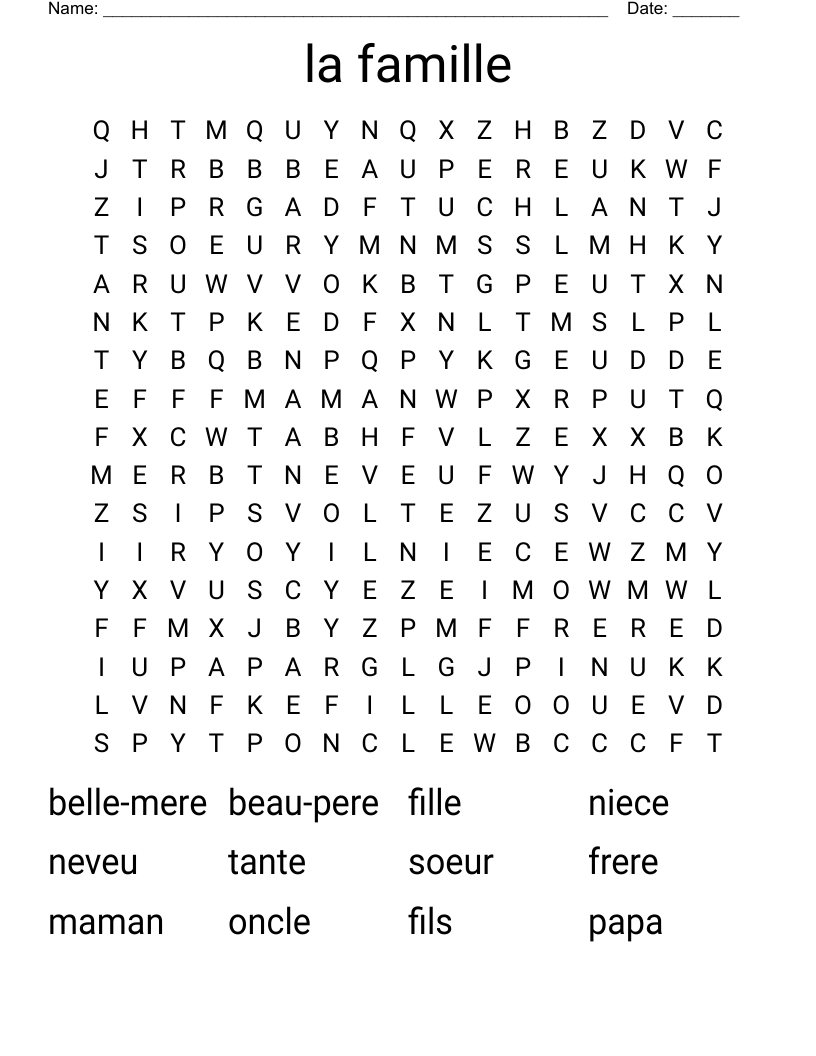 la famille Word Search - WordMint