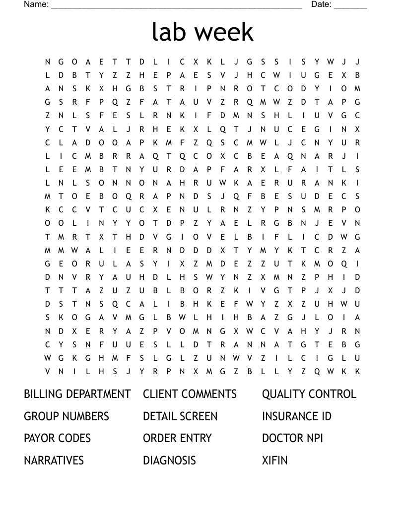 lab week Word Search - WordMint