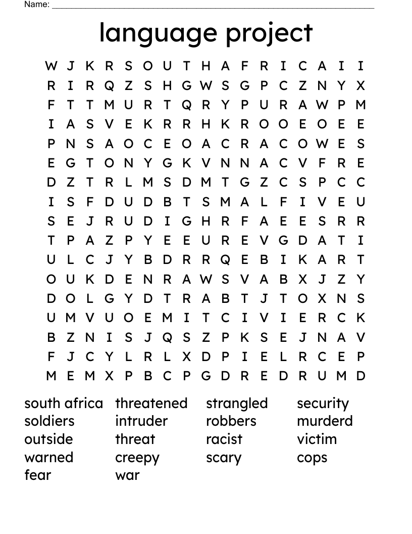 language project Word Search - WordMint