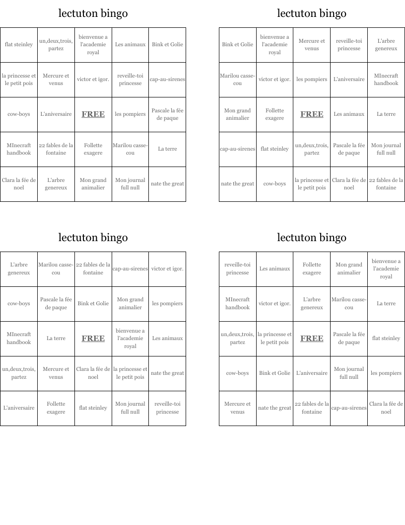 lectuton bingo - WordMint
