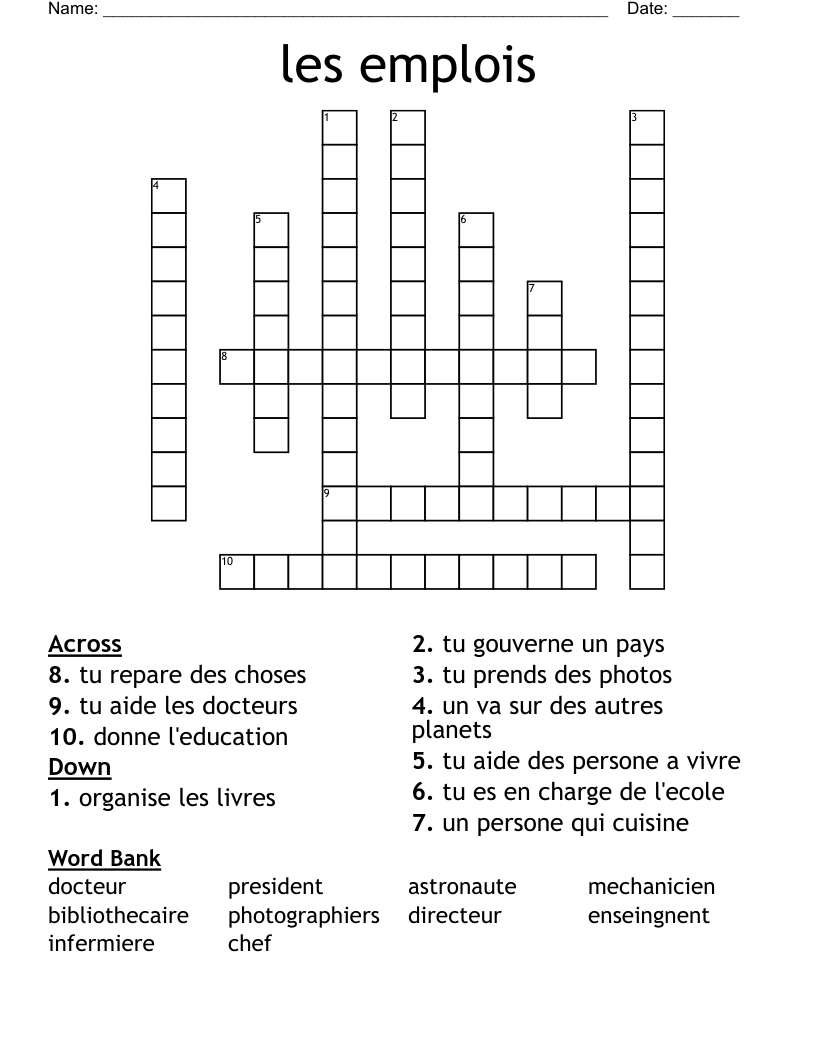 les emplois Crossword - WordMint