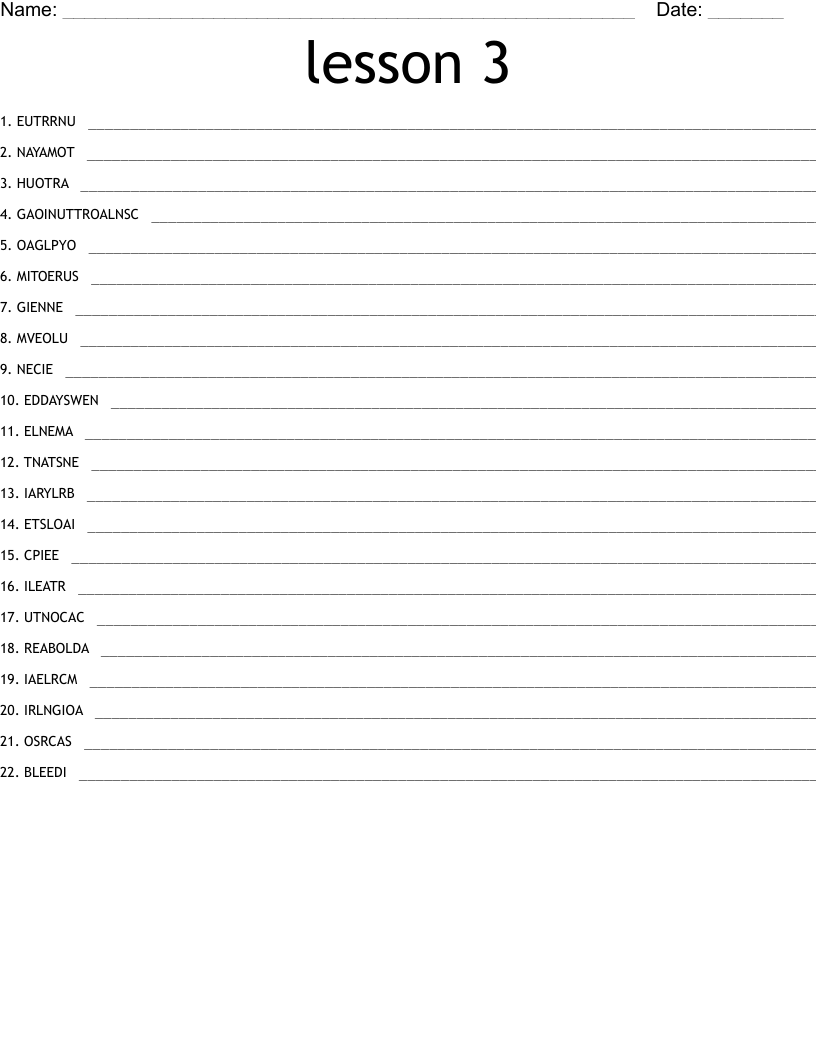 lesson 3 Word Scramble - WordMint