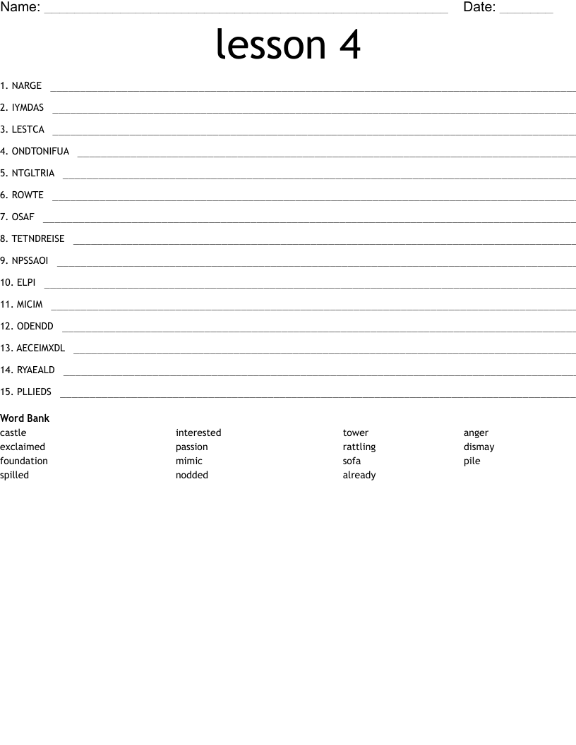 lesson 4 Word Scramble - WordMint