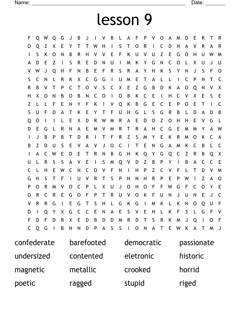 lesson 9 Word Search - WordMint