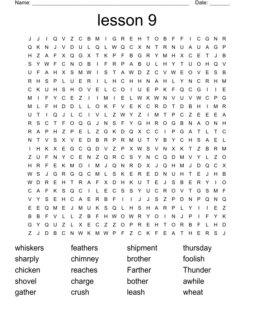 lesson 9 Word Search - WordMint