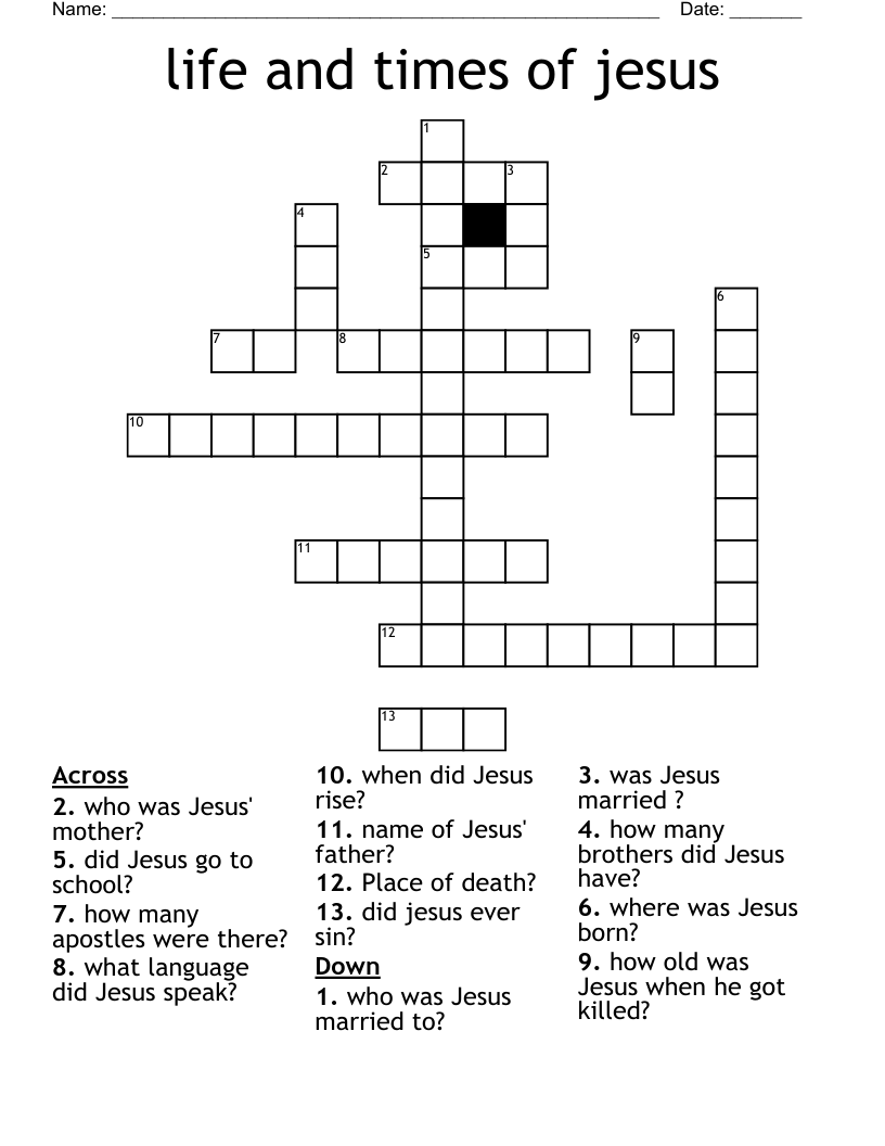 life and times of jesus Crossword - WordMint