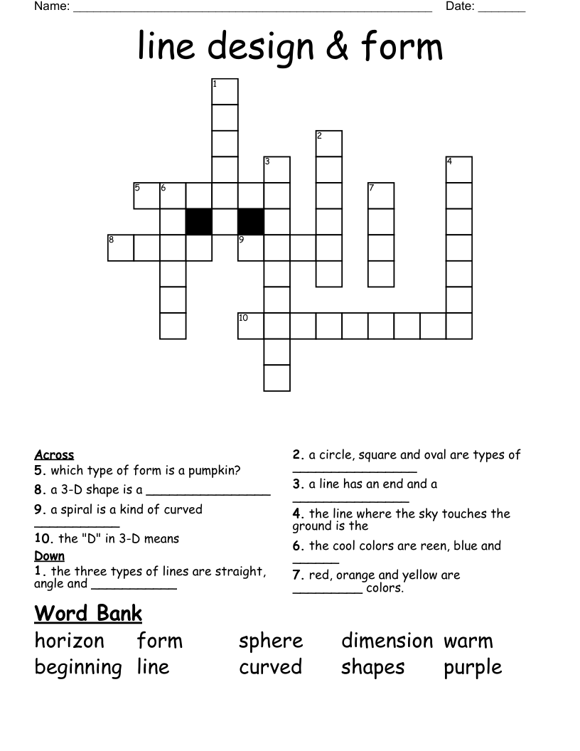line design & form Crossword - WordMint