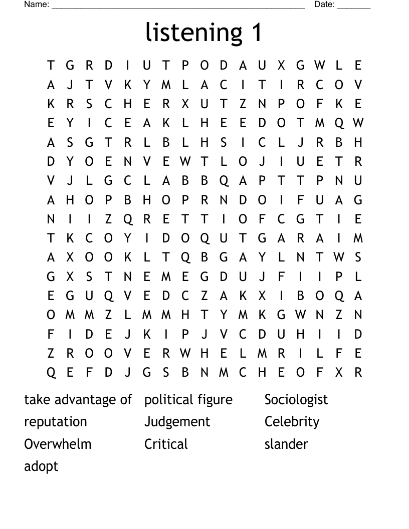 listening 1 Word Search - WordMint