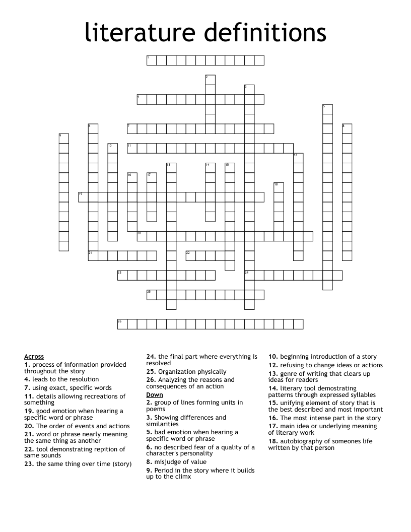 literature definitions Crossword - WordMint