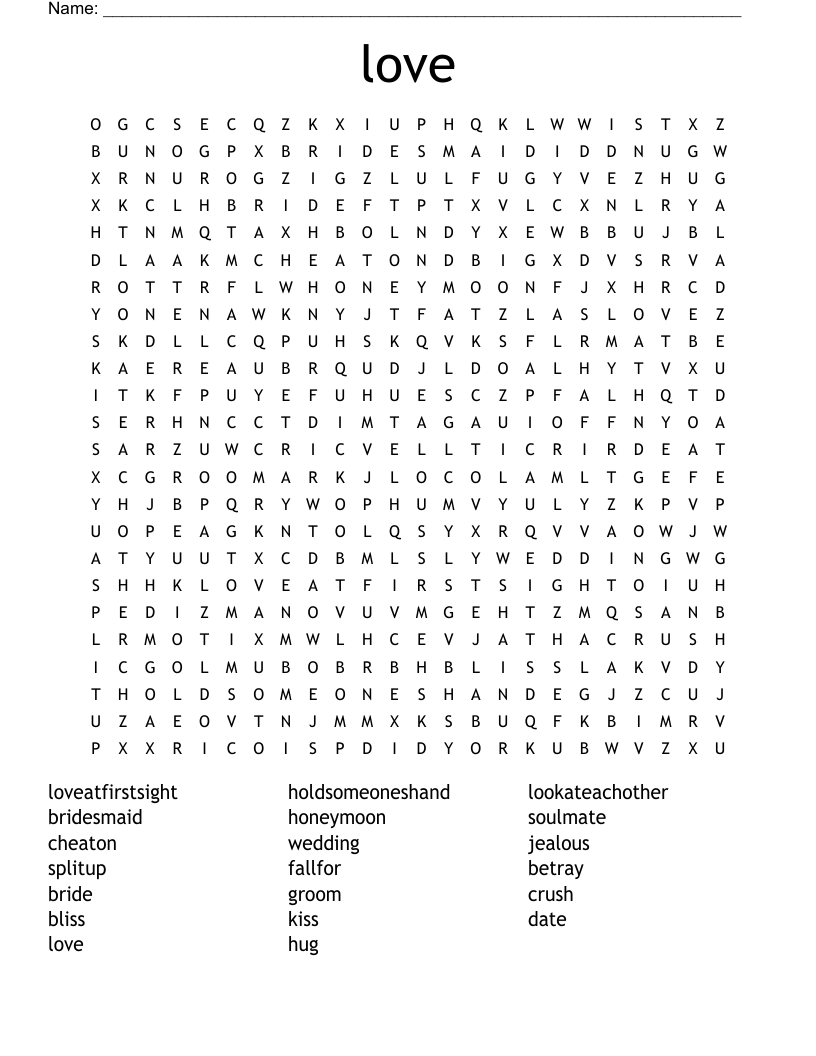 love Word Search - WordMint