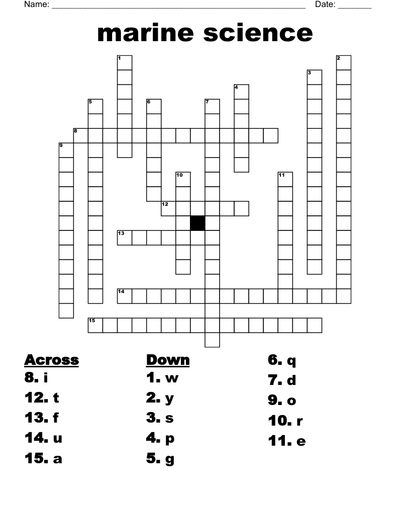 marine science Crossword - WordMint