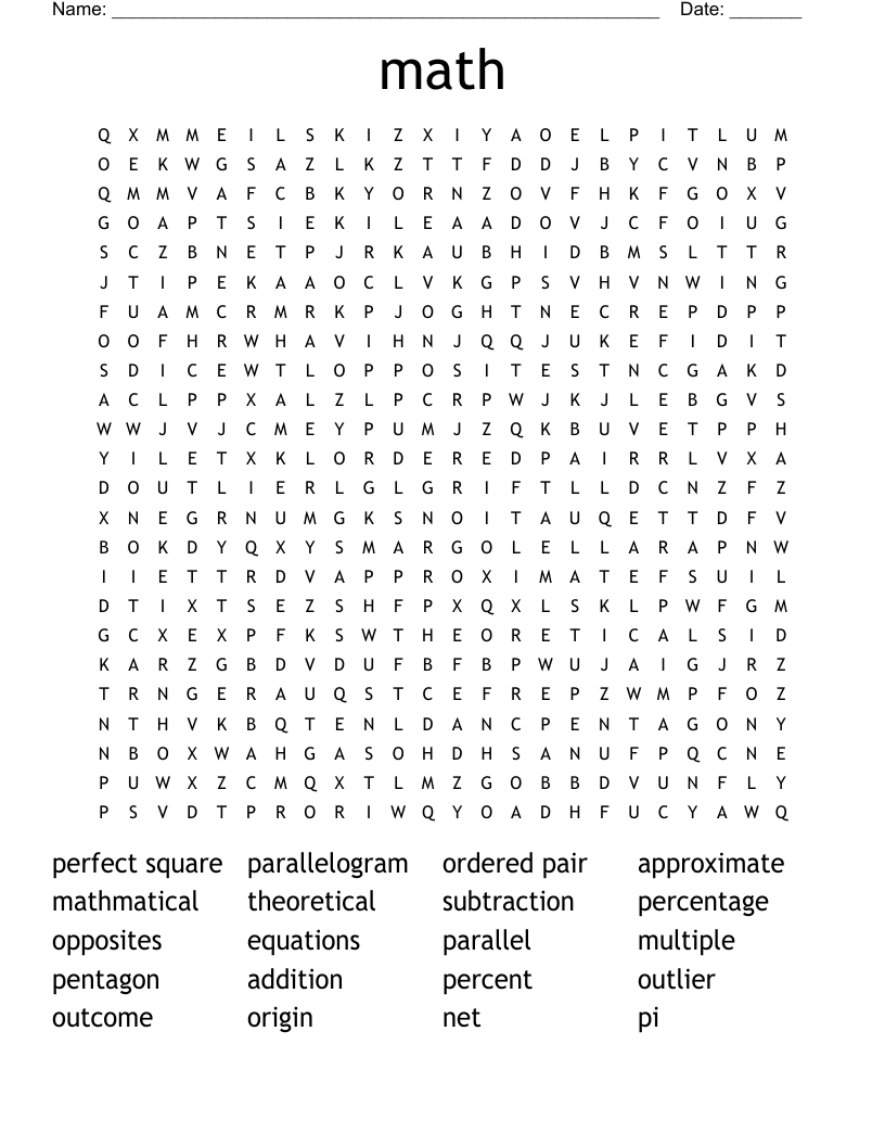 Math Word Search WordMint math-word-search-wordmint