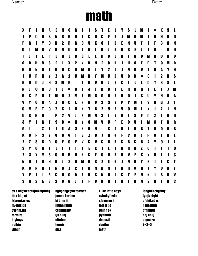 math Word Search - WordMint