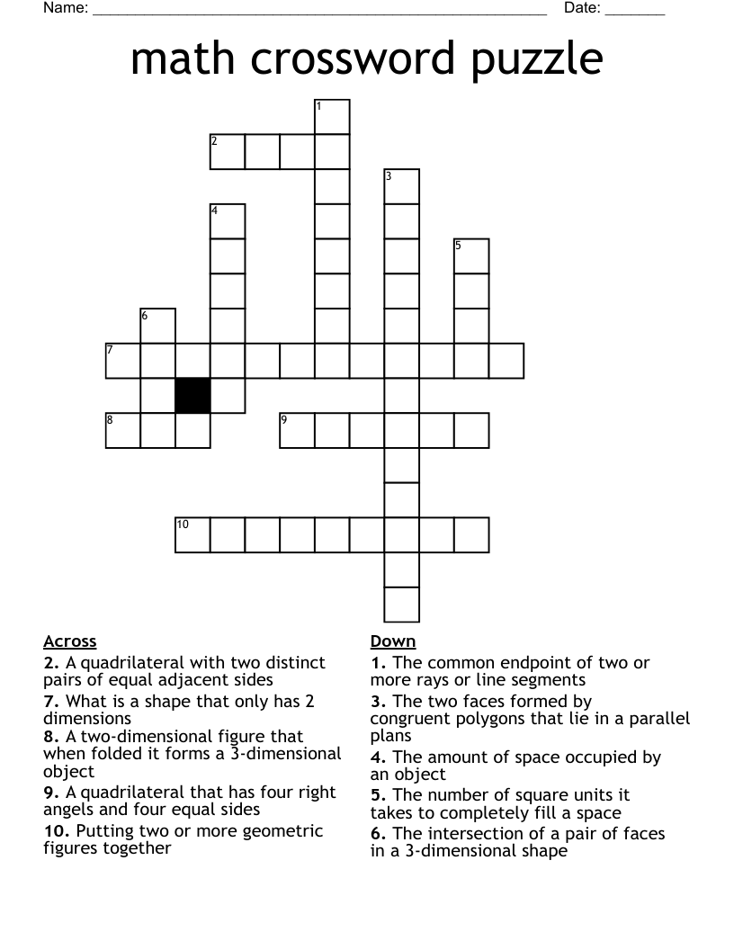 math crossword puzzle - WordMint