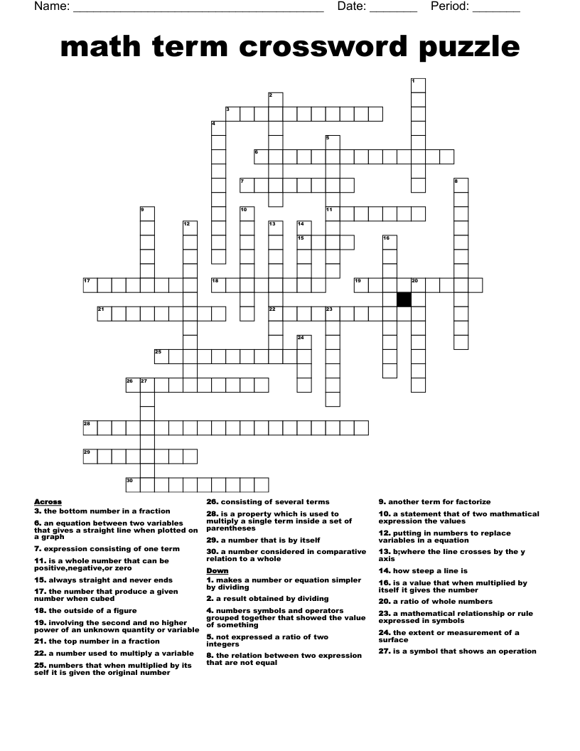 How To Make A Crossword Puzzle With Mathematical Terms One or More 