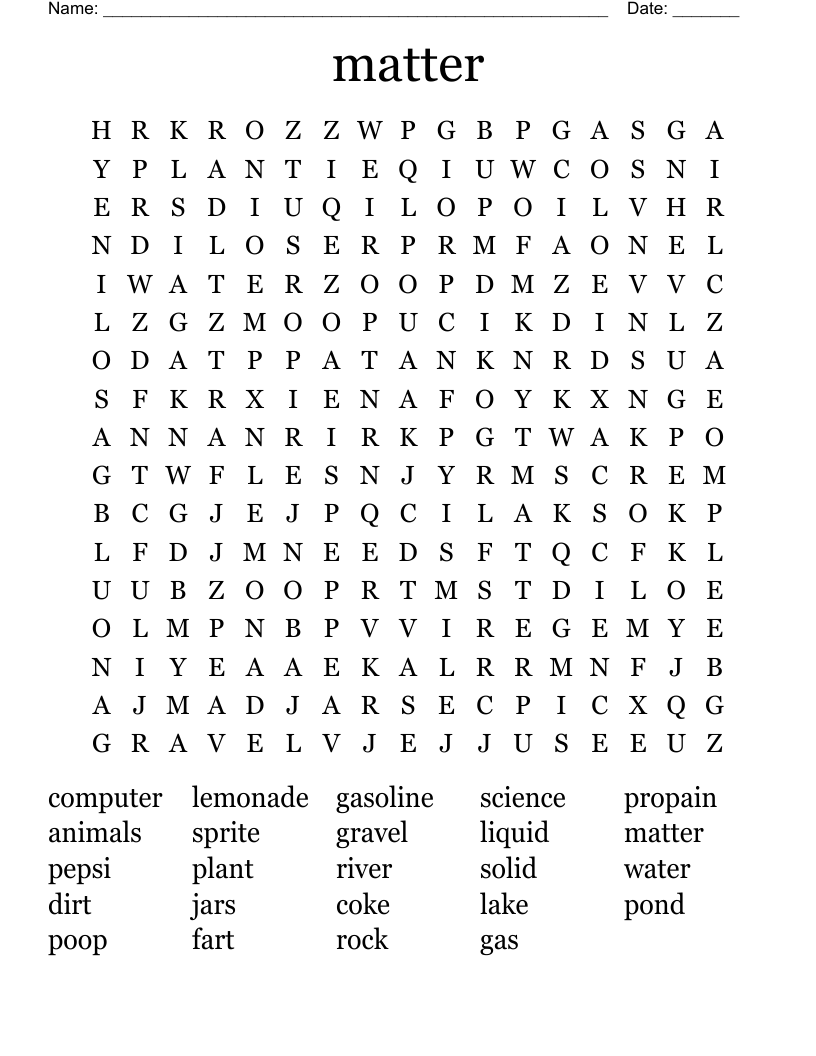 matter Word Search - WordMint