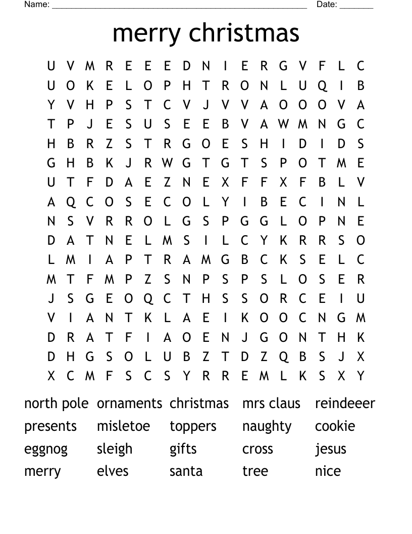merry christmas Word Search - WordMint