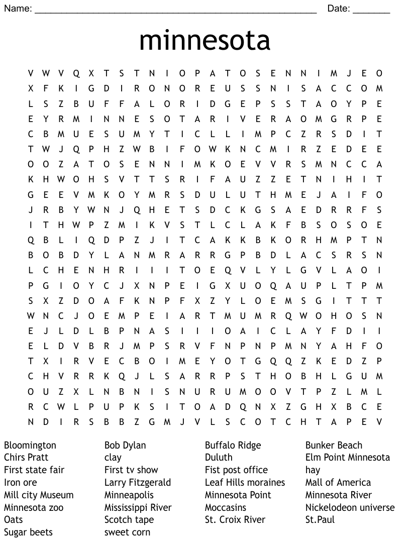 MN Crossword Puzzle - WordMint