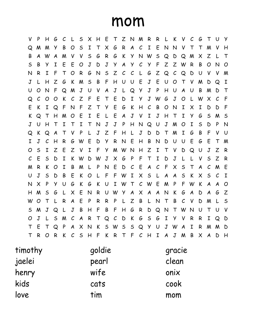mom Word Search - WordMint