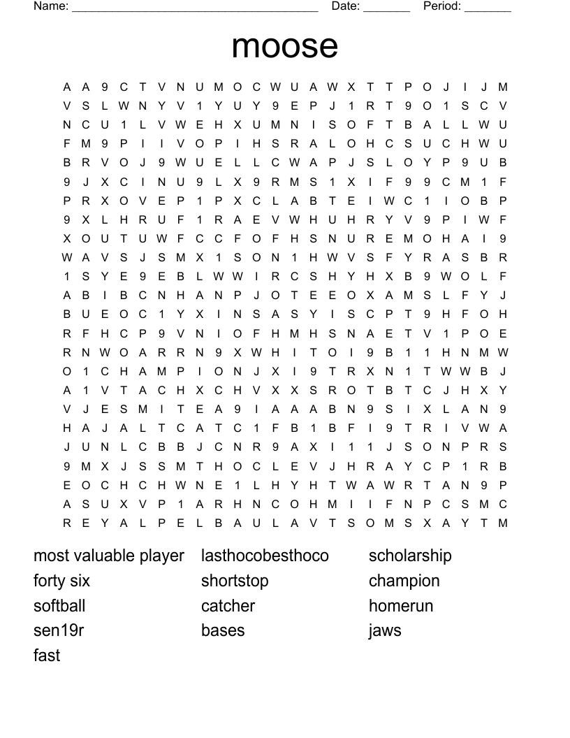 moose Word Search - WordMint