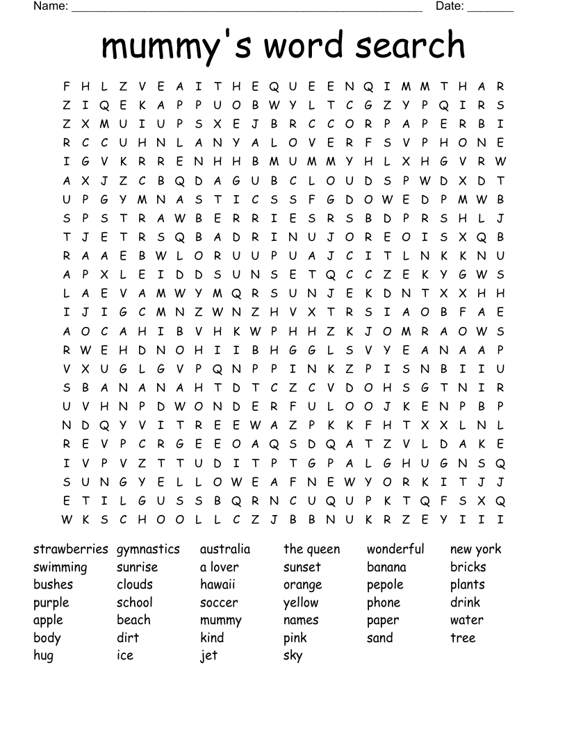 mummy's word search - WordMint