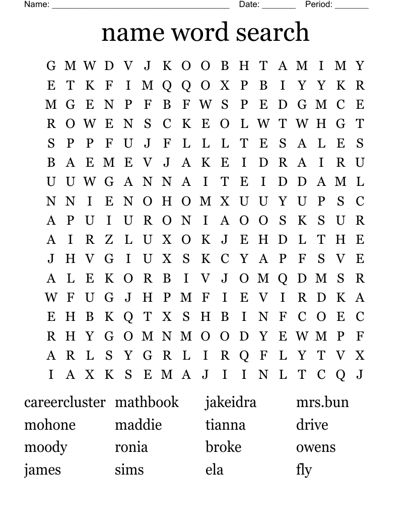 name word search - WordMint